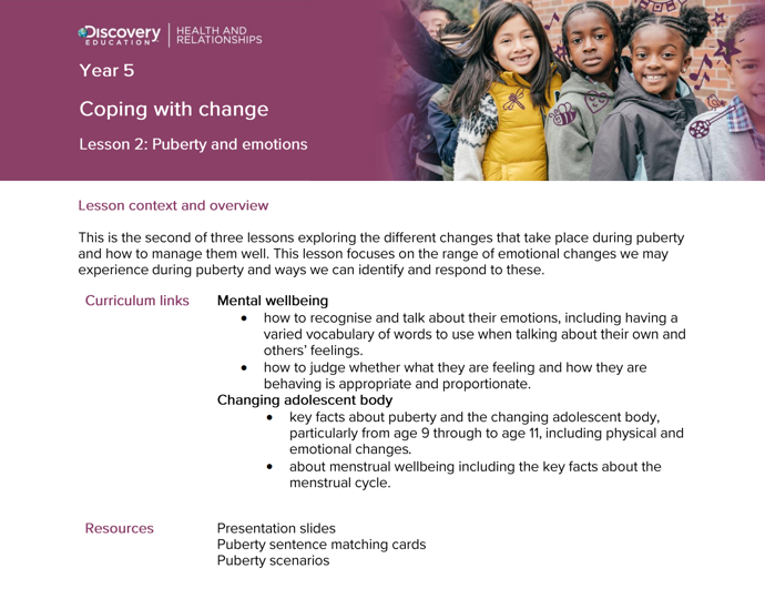 Year 5: Puberty and emotions | Discovery Education