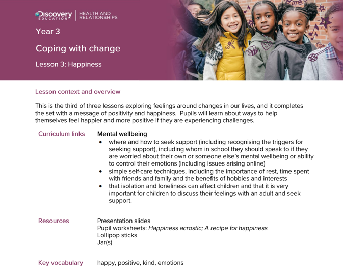 Year 3: Coping with feelings when things change | Discovery Education